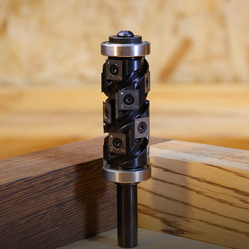 Spiral Flush Trim Router Bit with 12 Carbide Inserts, Double Bearing ...